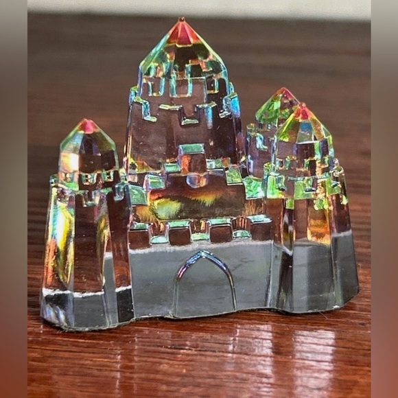 Other | Vintage Iridescent Mini Crystal Castle Prism Changes Colors In ...